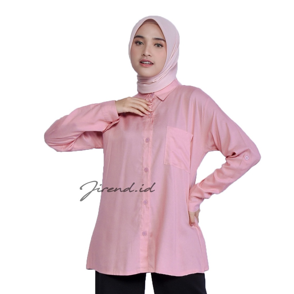 Jual Kemeja Polos Tangan Skoder/ Rayon/ Lengan Panjang | Shopee Indonesia