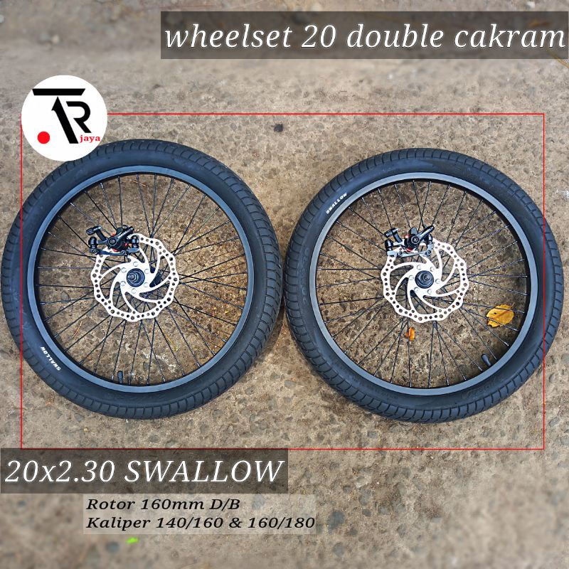 Jual wheelset 20 atau roda sepeda 20in double cakram dan kaliper ban ...