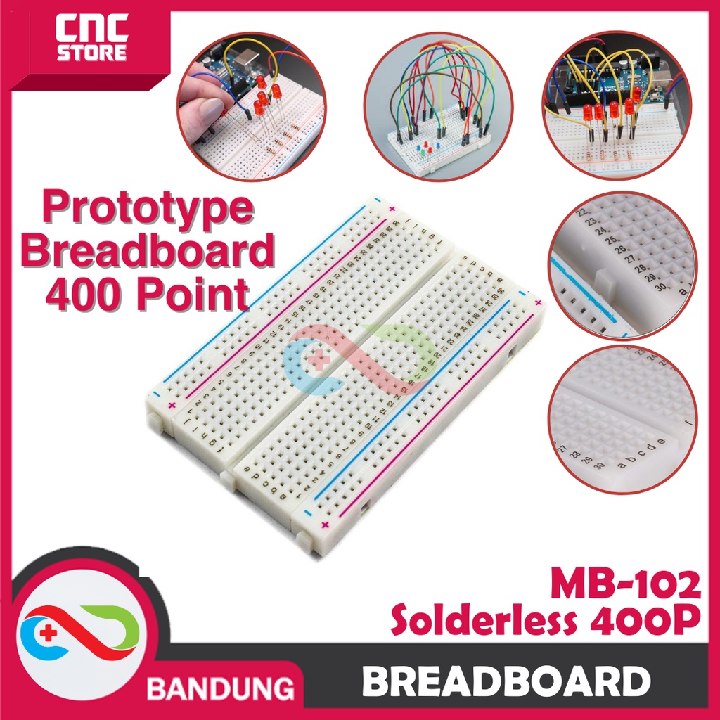 Jual BREADBOARD MINI SOLDERLESS 400 400P | Shopee Indonesia