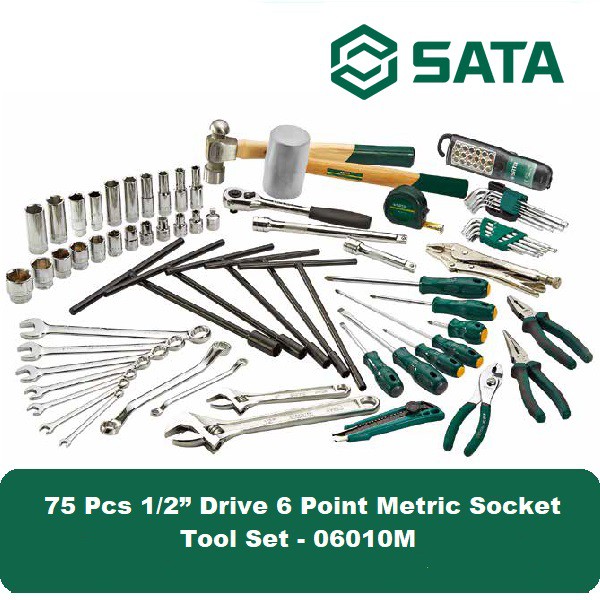 Jual SATA Tools Kunci Tool Set 75 Pcs 1/2 Inci Socket Metrik 6pt ...
