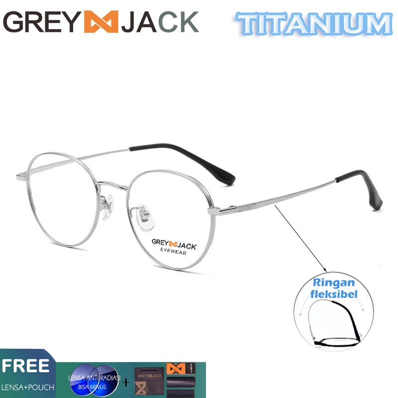 Jual Grey Jack Frame Kacamata Titanium Bentuk Oval Simple Fashion ...