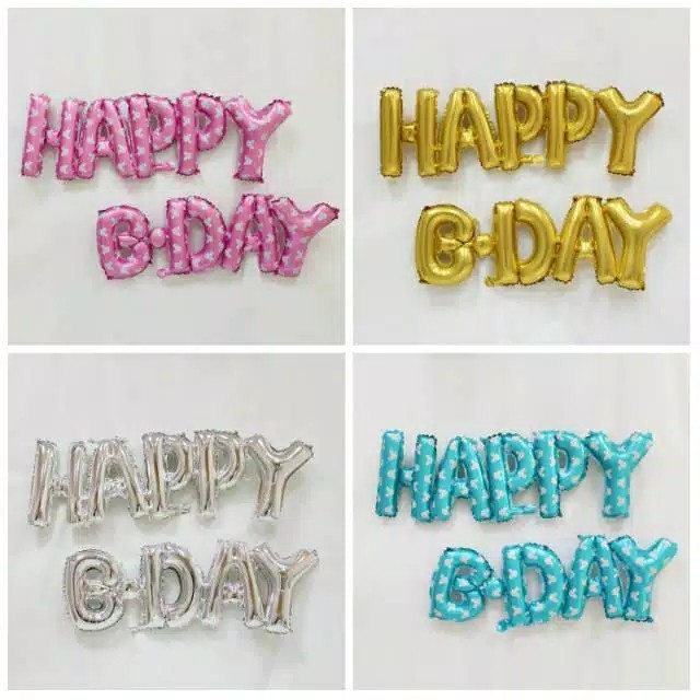 Jual BALON FOIL HAPPY BDAY SAMBUNG / BALON HURUF HAPPY BIRTHDAY / BALON ...