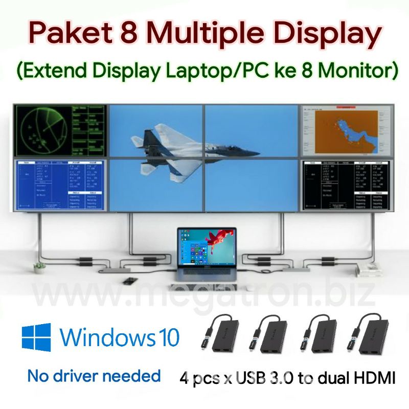 Jual Paket Extend Monitor 8 Display (tampil beda-beda) - USB 3.0 ...