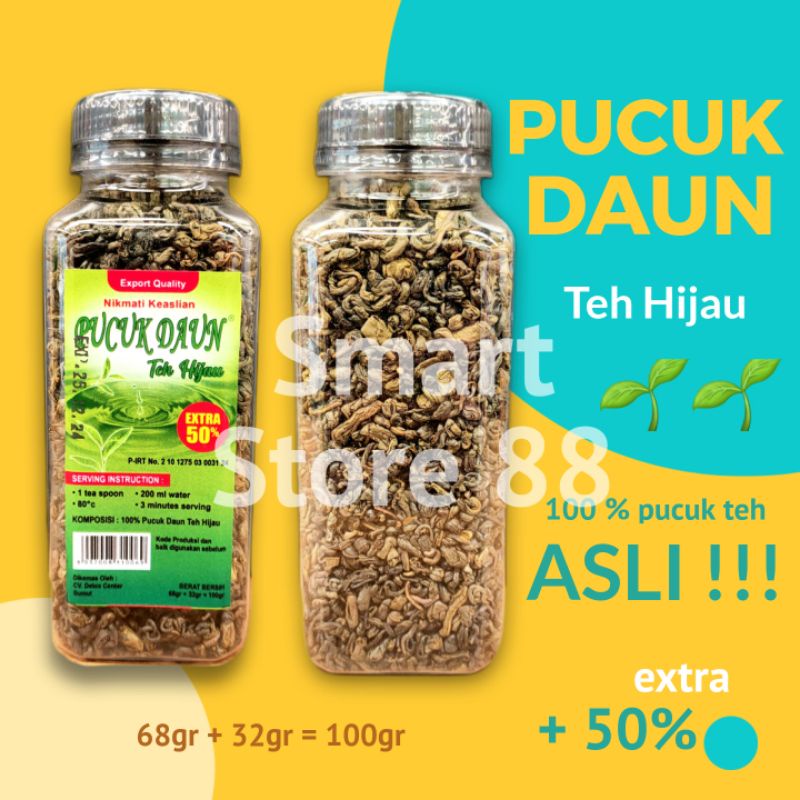 Jual TEH PUCUK DAUN TEH HIJAU ASLI 68GR TEH KESEHATAN | Shopee Indonesia