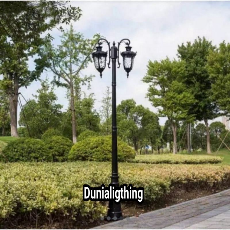 Jual LAMPU TAMAN LAMPU TIANG LAMPU JALAN CABANG DUA TINGGI 214CM FITING ...