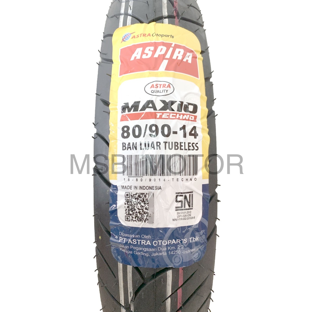Jual Ban Luar TUBELESS 80/90 14 MAXIO TECHNO ASPIRA ORIGINAL | Shopee Indonesia