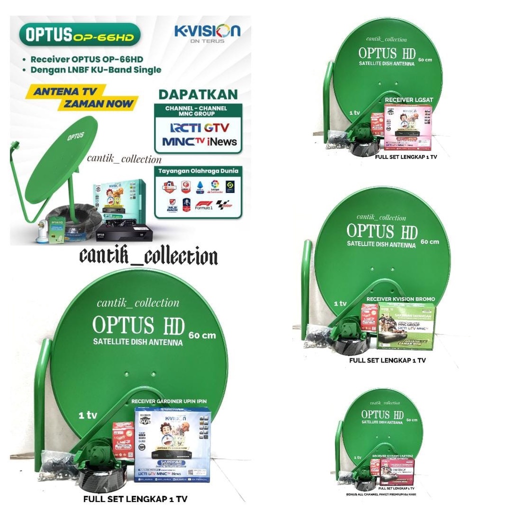 Jual Parabola Mini Optus Hijau 60 cm Full Set Paket Receiver Kvision & Gol | Shopee Indonesia