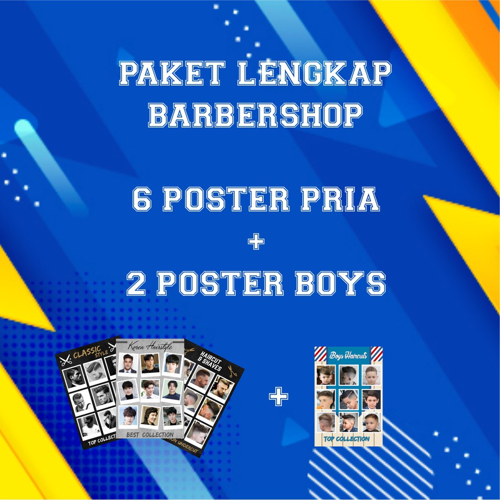 Jual PAKET LENGKAP 8 POSTER DINDING AESTHETIC MODEL RAMBUT BERBERSHOP ...
