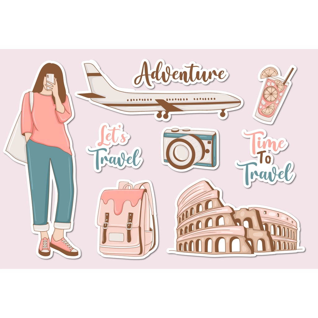 Jual Sticker Tumblr Vinyl Pastel / stiker jurnal travel / sticker vinyl ...