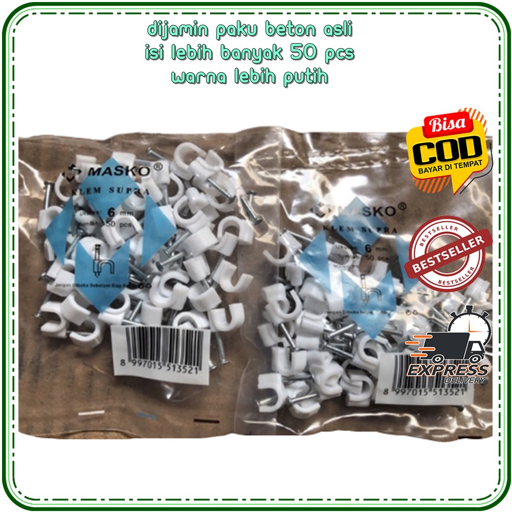 Jual Klem Kabel Clip Kabel Cable No 6 mm Klem Paku Beton no.6 Masko ...