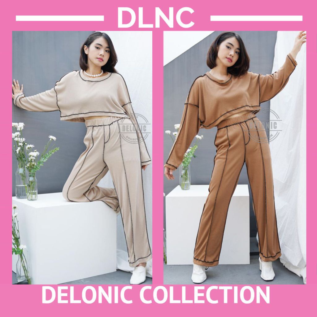 Jual Sylvia Sporty One Set List Knit - Baju Atasan Crop Top & Bawahan ...