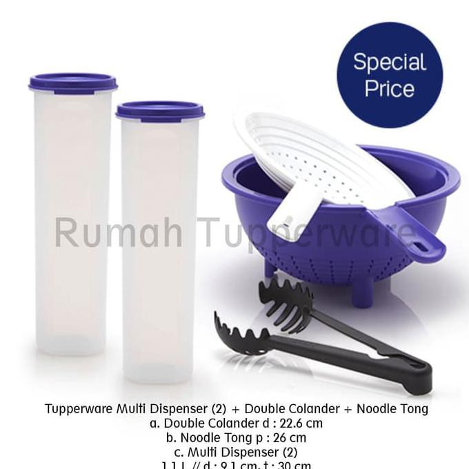 Jual Unik Tupperware Double Colander, Noodle Tong, and Multi Dispenser ...