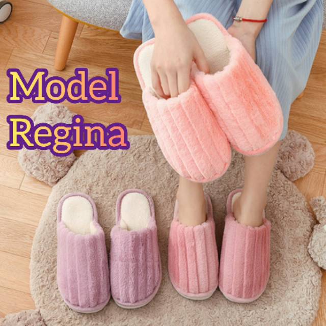 Jual Sandal Bulu Wanita Model Regina Sendal Rumah Selop Indoor Home ...