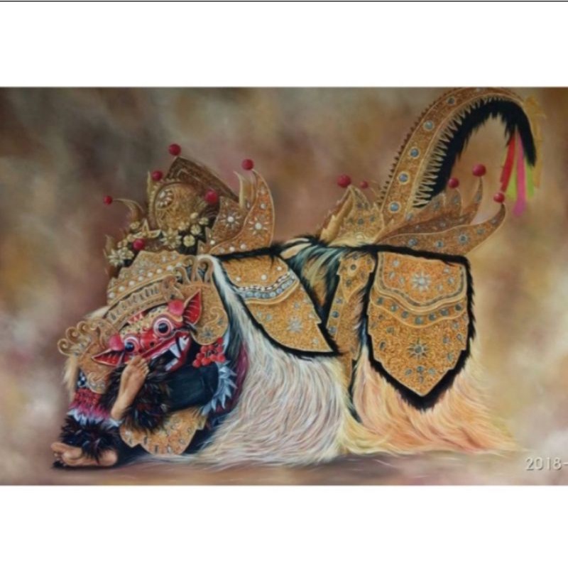 Jual lukisan cetak murah gambar seni barong plus bingkai uk 65x45 ...