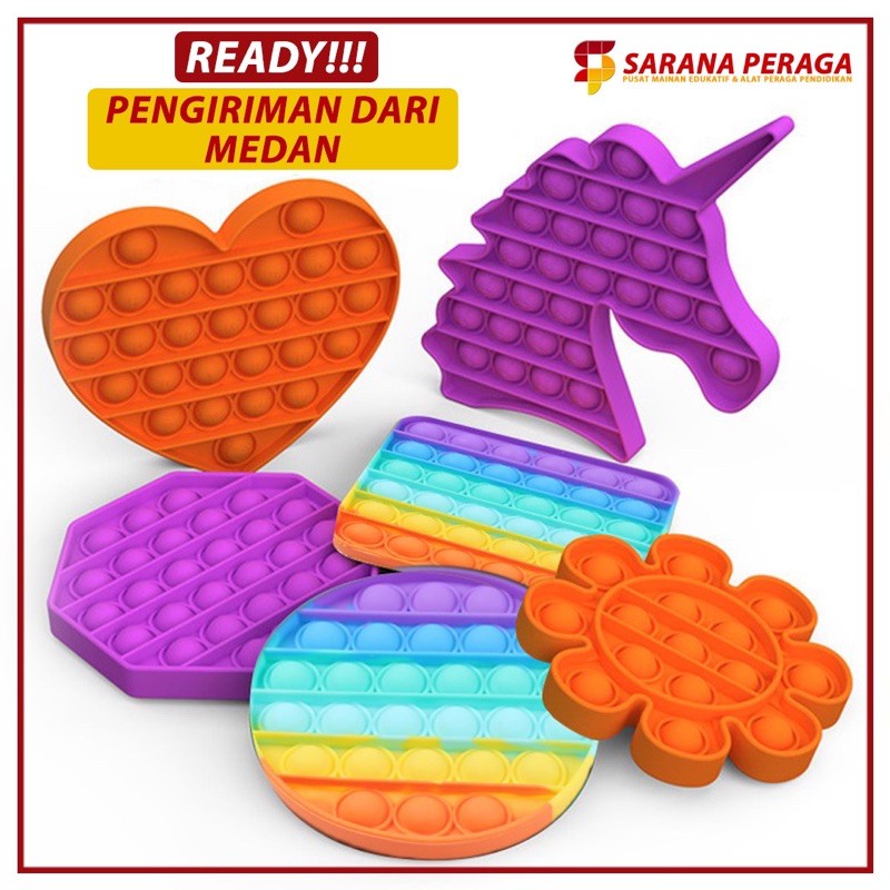 Jual Pop It Push bubble Fidget Sensory Toys Stress Relief Kids Rainbow ...