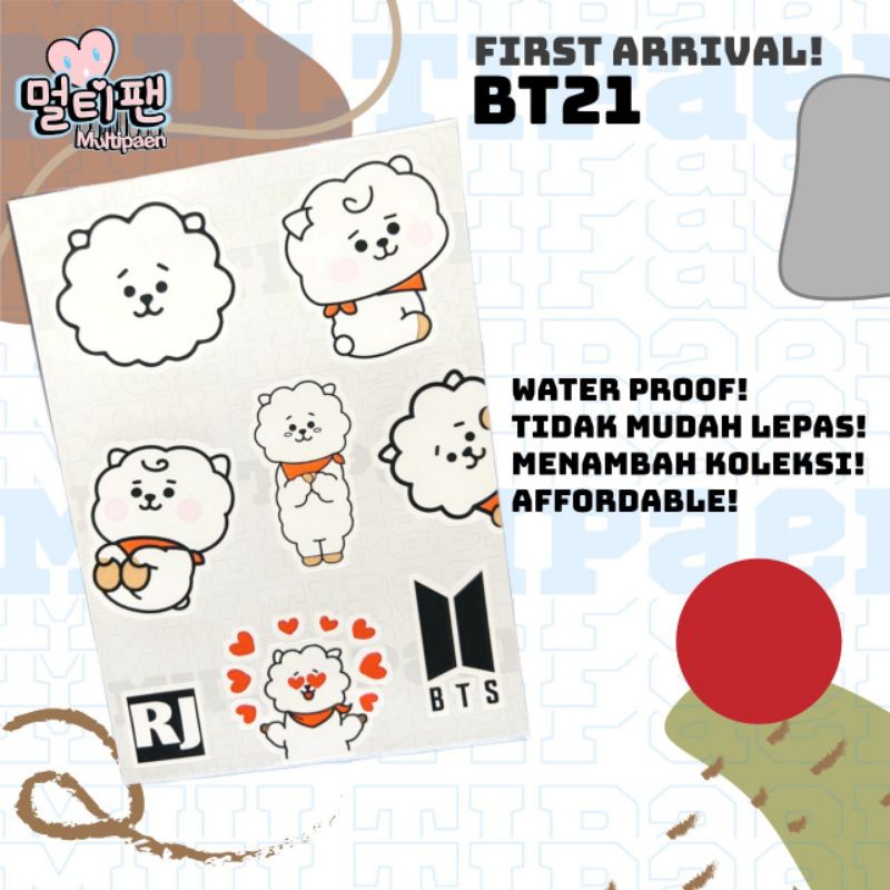 Jual Sticker BTS BT21 RJ white / stiker premium vynil waterproof ...