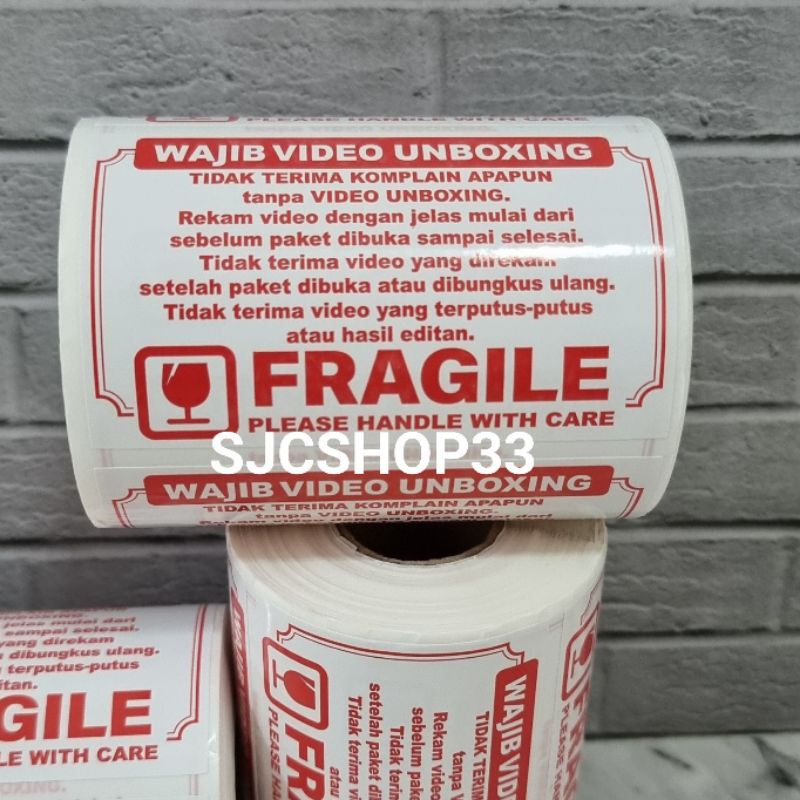 Jual sticker label fragile wajib video unboxing | Shopee Indonesia