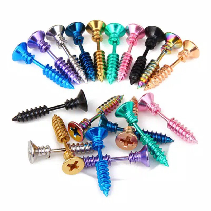 Jual Anting Tindik Gaya Punk Model Sekrup untuk Pria | Shopee Indonesia