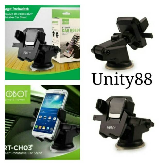 Jual ROBOT RT-CH03 360 Rotatable CH-03 Car Stent Black Mount Holder ...