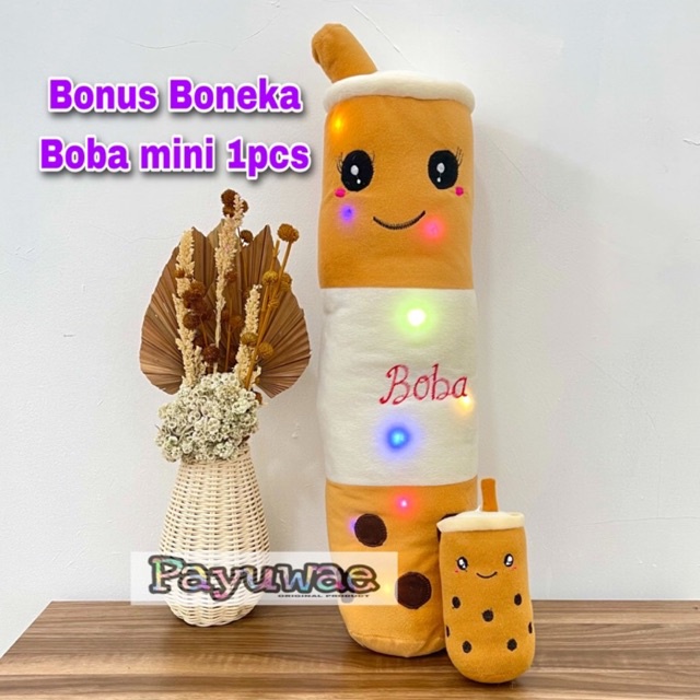 Jual Guling Boneka Boba Milk Tea Lampu LED Nyala Bonus 1pcs Boba Mini ...