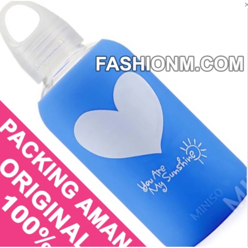 Jual Miniso Japan | Miniso Colourful Glass Bottle - Sea Blue | Shopee ...