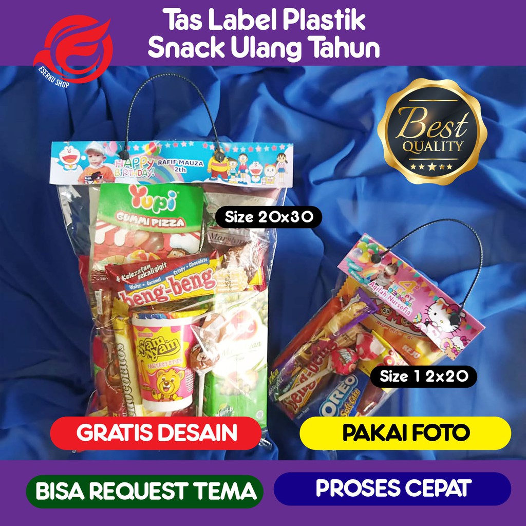 Jual (Per pack isi 10) Tas Ultah Label Ultah Jajan Snack Plastik Ulang ...