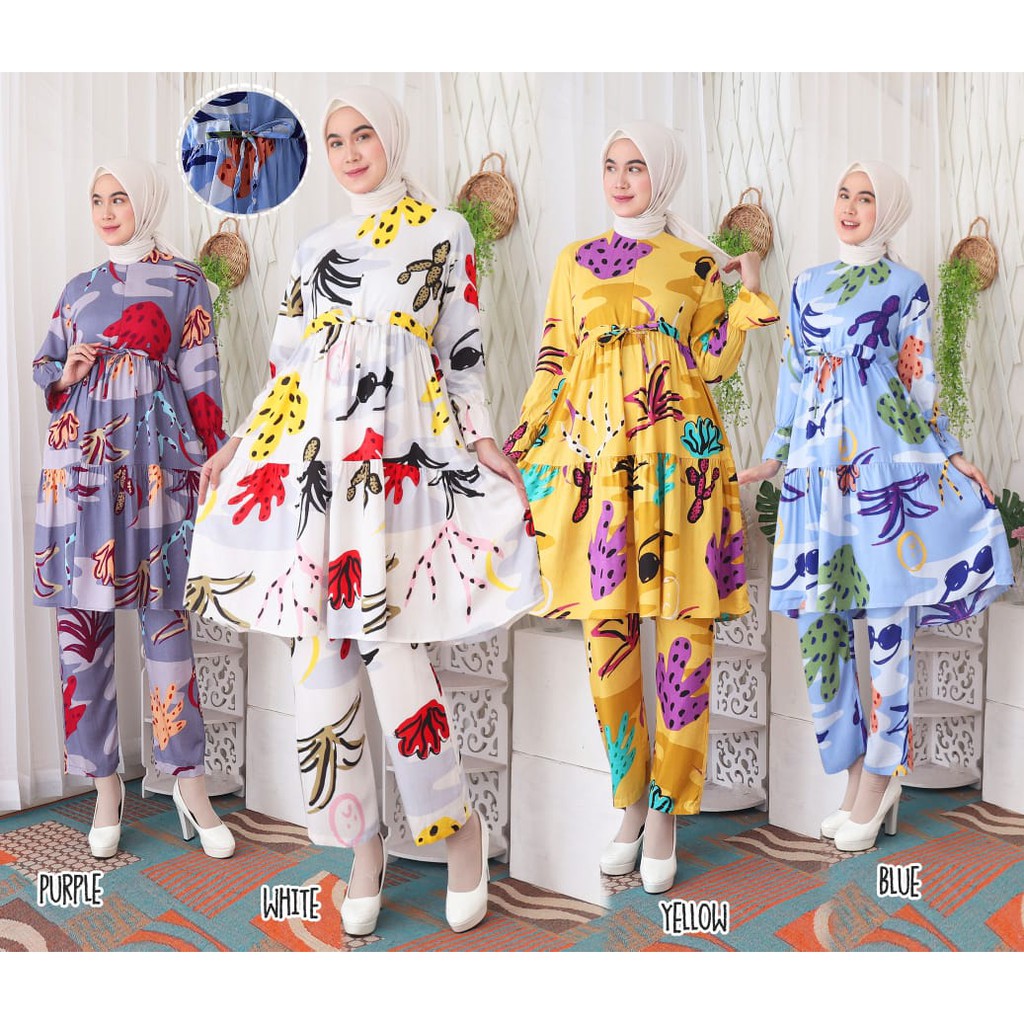 Jual (REALPICT) Setelan Tunik Muslim SANDRA KATUN RAYON Busui Friendly ...