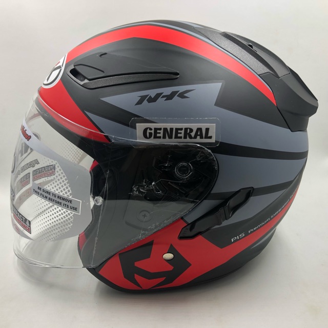 Jual Helm NHK R1 Motif Nema Black Red Silver Doff Hitam Merah Abu Dop ...