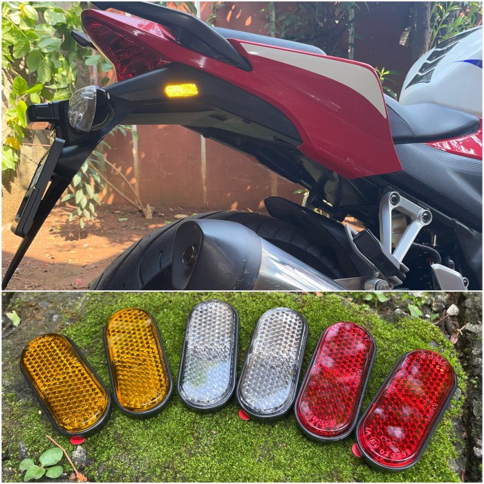 Jual mata kucing reflector motor universal oval kecil permukaan datar 2 ...