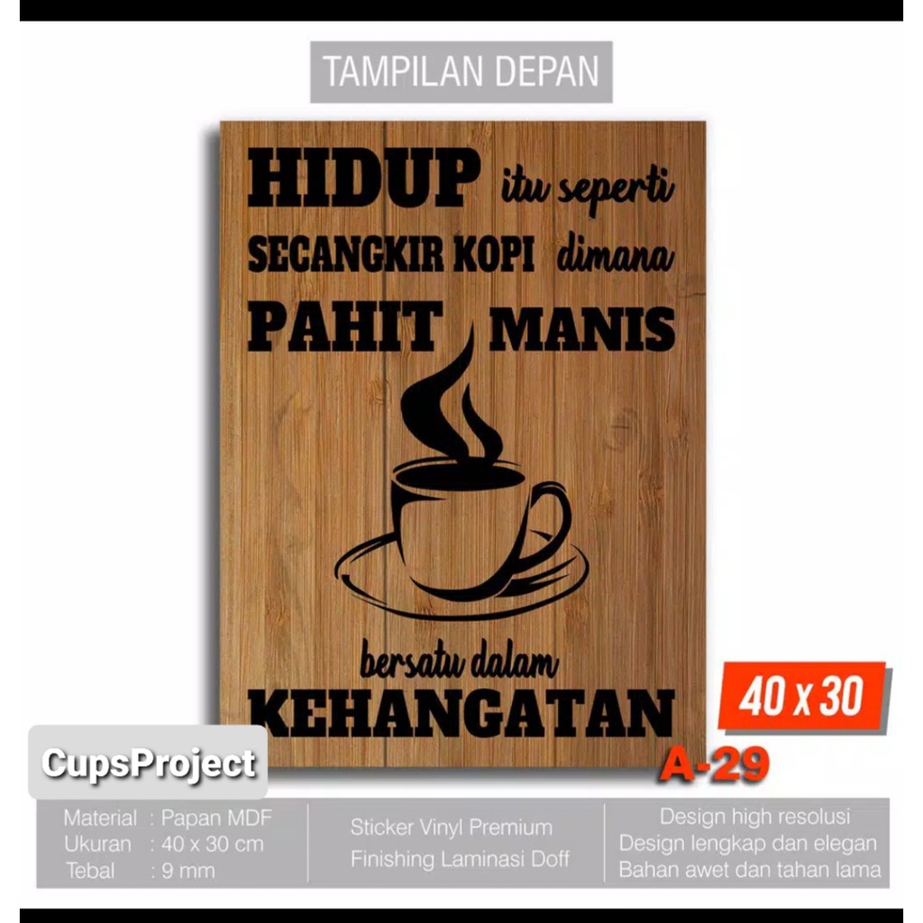 Jual Hiasan Dinding Poster Kayu Wall Decor - Ngopi Coffee Hidup Seperti ...