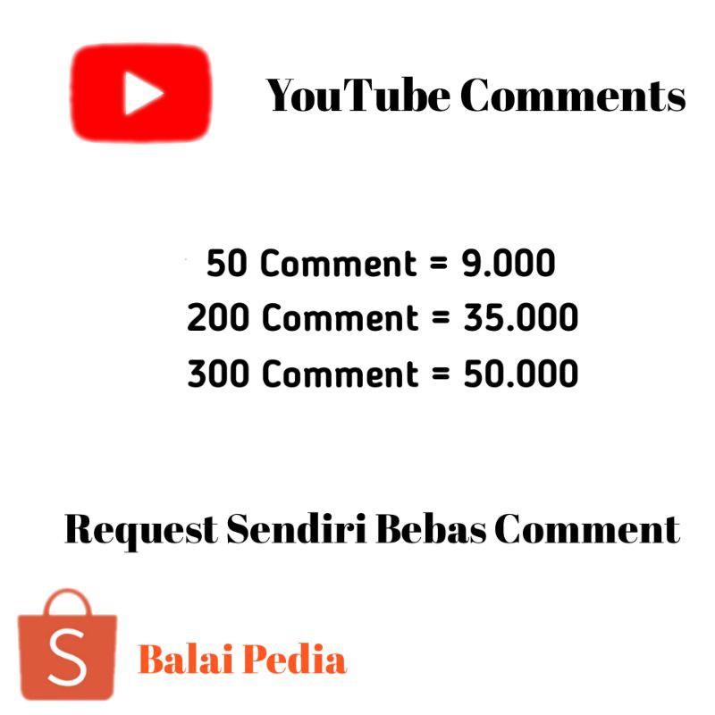 Jual YouTube Comment Custom ( Request Sendiri ) | Shopee Indonesia