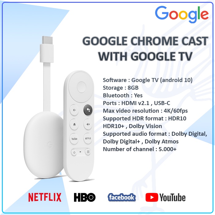 Jual GOOGLE CHROME CAST GEN4 / CHROMECAST GEN4 ORIGINAL 4K HDR+ DOLBY ...