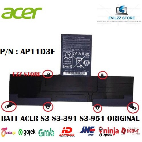 Jual BATERAI BATTERY BATRE ACER ASPIRE S3 S3-391 S3-951 MS2346 AP11D3F ...