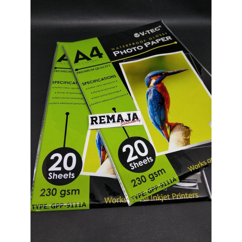 Jual Kertas foto / photo paper Glossy A4 230gr V-tec /pack isi 20lbr ...