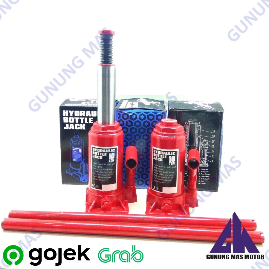 Jual cuci gudang Dongkrak Botol 10 Ton Hidraulik Hydraulic Bottle Jack 10T tanpa stang | Shopee ...