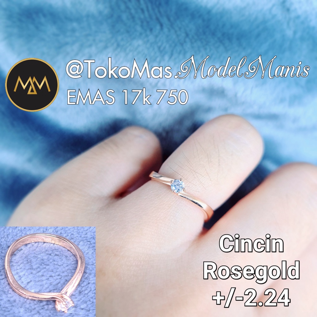 Jual Cincin Emas Putih solitaire diamond looks emas putih rosegold 750 ...