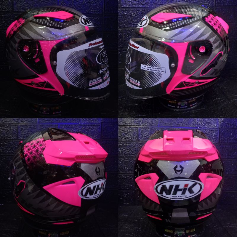 Jual HELM NHK R1# BIZARE PINK FLOURECENT SILVER DOUBLE VISOR ONGKIR ...