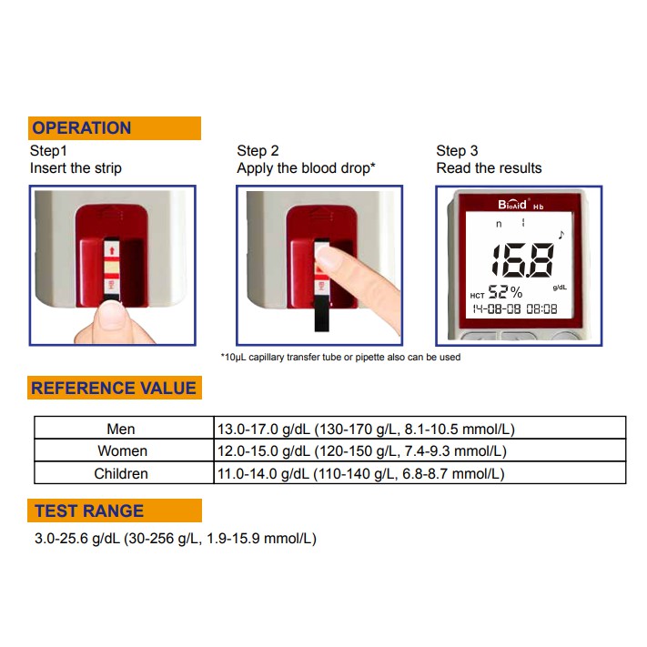 Jual Alat Cek Test Hemoglobin HB BIOAID Hemoglobine Meter + 50 Test ...