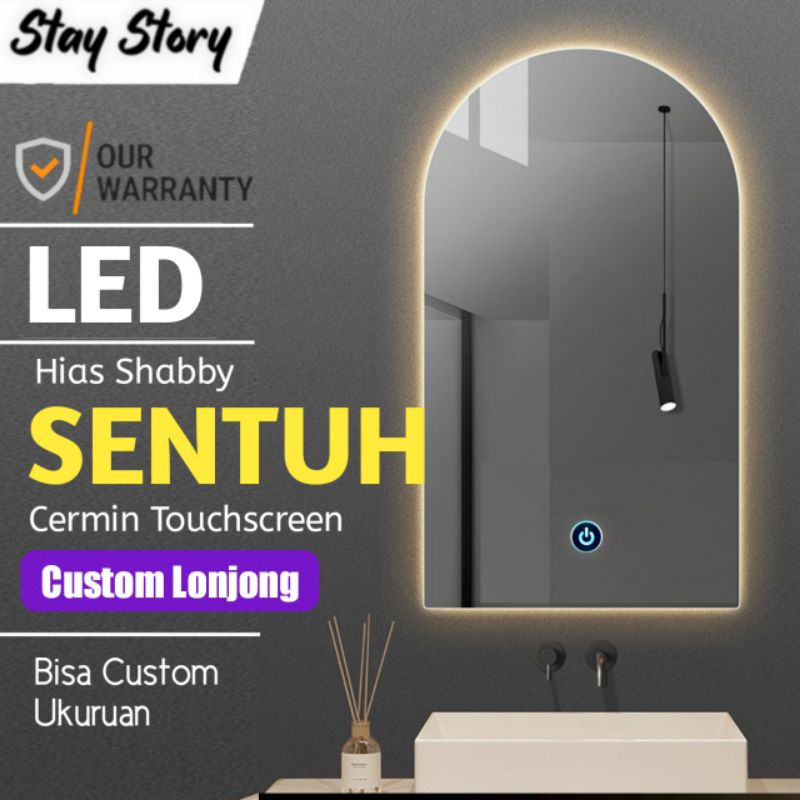Jual Cermin Led Touch screen Dinding Wastafel Kamar Mandi Kaca Rias ...