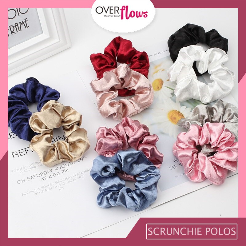 Jual OVERFLOWS.ID Scrunchie Ikat Rambut Cepol Kekinian Korea Lucu Satin ...