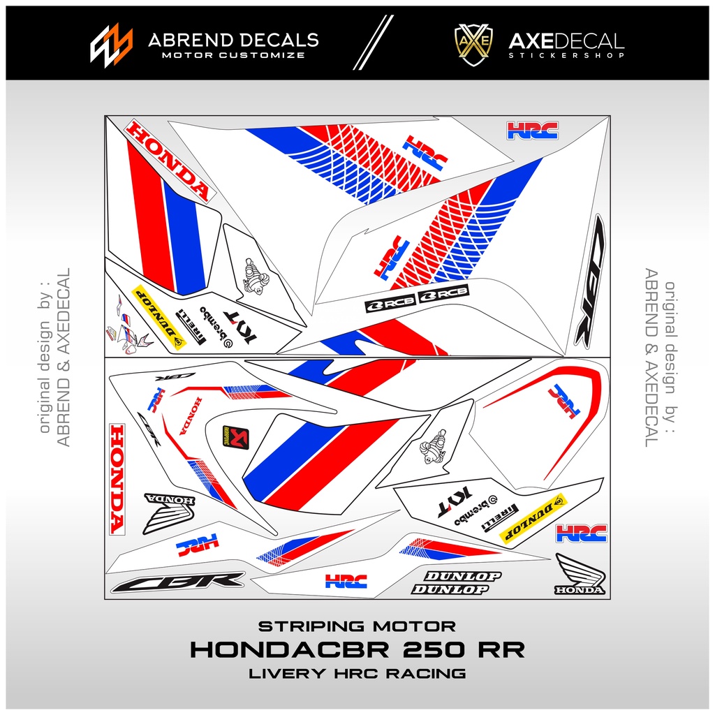 Jual Striping CBR 250 RR Livery HRC Racing / Stiker Motor Honda CBR 250 ...