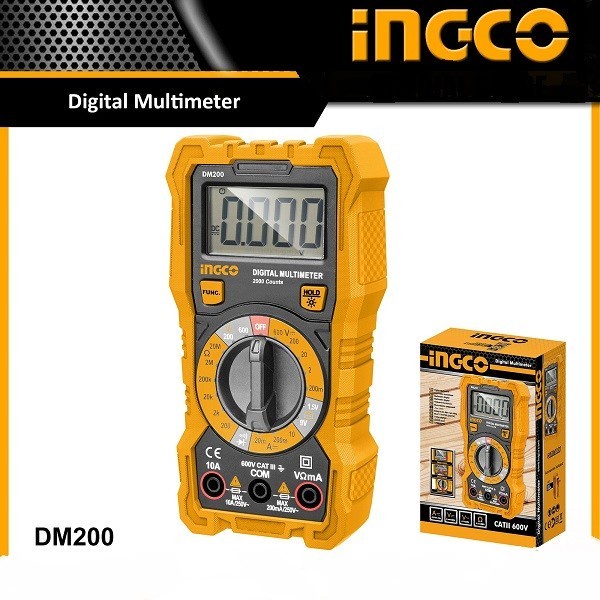 Jual Ingco Digital Multimeter Multitester Heavy Duty 600V DM200 Avo ...