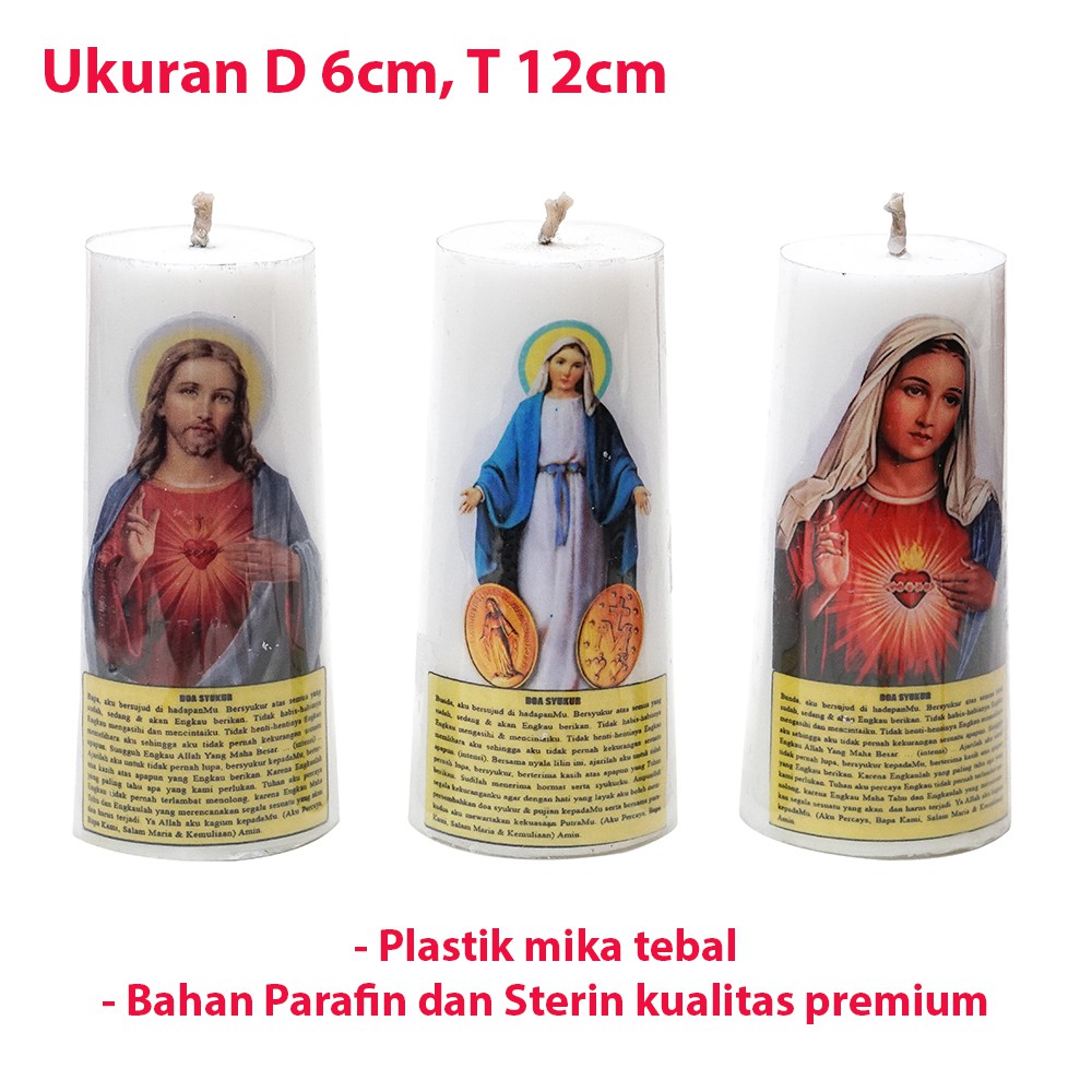 Jual Lilin Gambar Rohani Kualitas ( Uk. 12 x 6cm ) Lilin Misa Altar ...
