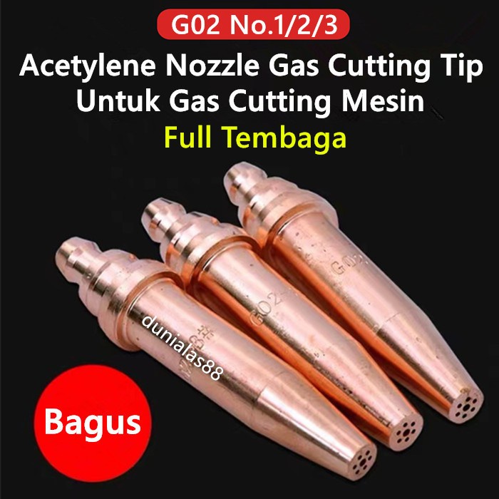 Jual Nozzle Gas Cutting Tip Acetylene G02 Mata Blender Mesin No.1 No.2 ...