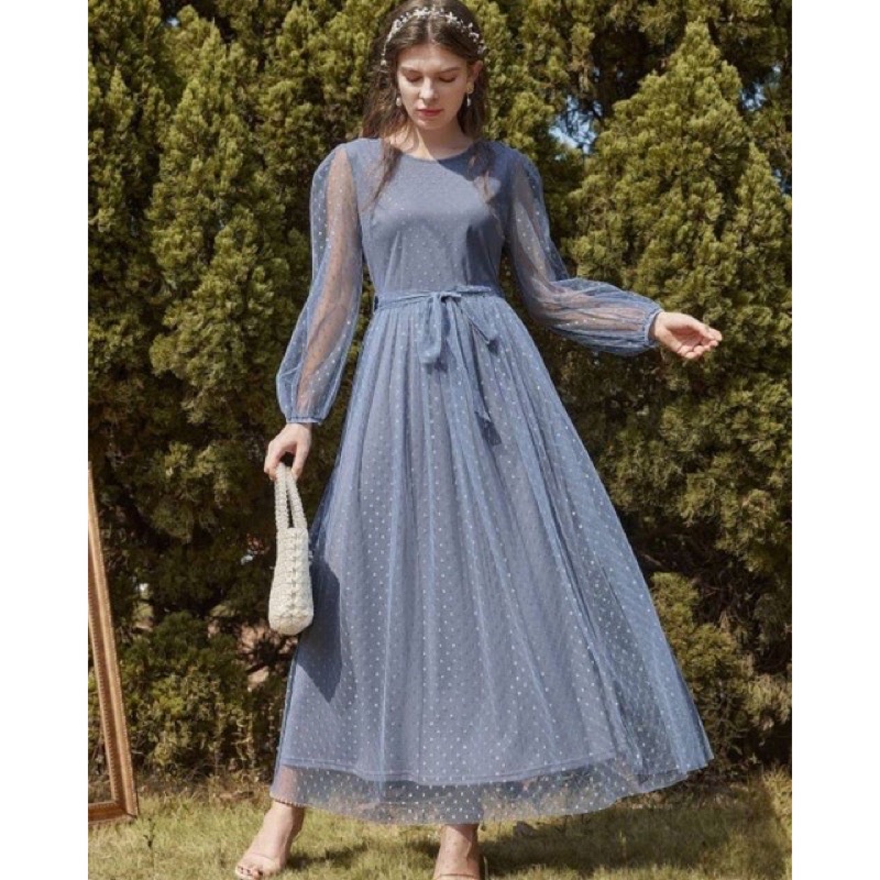 Jual DRESS PESTA TILE DOT DRESS BRIDESMAID MEWAH DRESS KOREAN STYLE ...