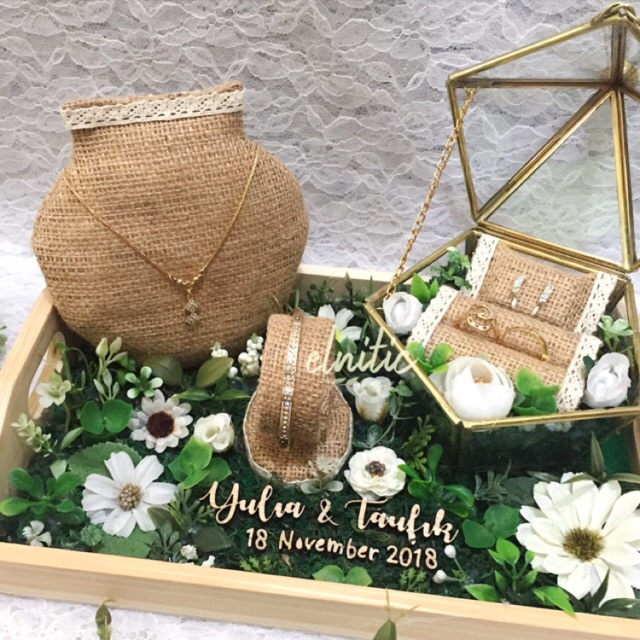 Jual Jewelery tray set with ring bearer glass / ringbox / terrarium ...