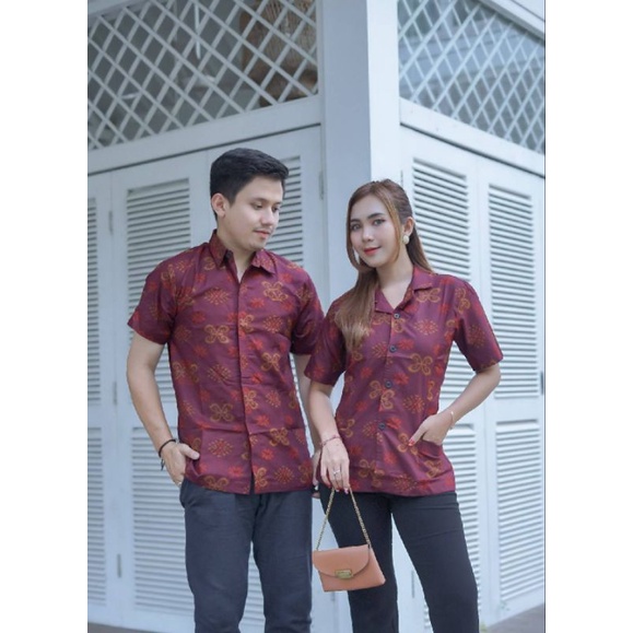 Jual couple kemeja endek print/cewek cowok/atasan aja | Shopee Indonesia