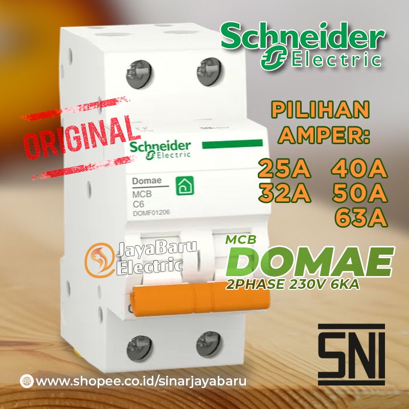 Jual Schneider MCB Domae 2P 2Phase 2Pole 25A 32A 40A 50A 63A 6kA SNI | Shopee Indonesia