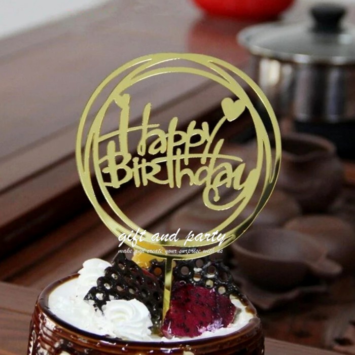 Jual Cake Topper Happy Birthday Gold #23 / Topper Cake Dekorasi Kue ...