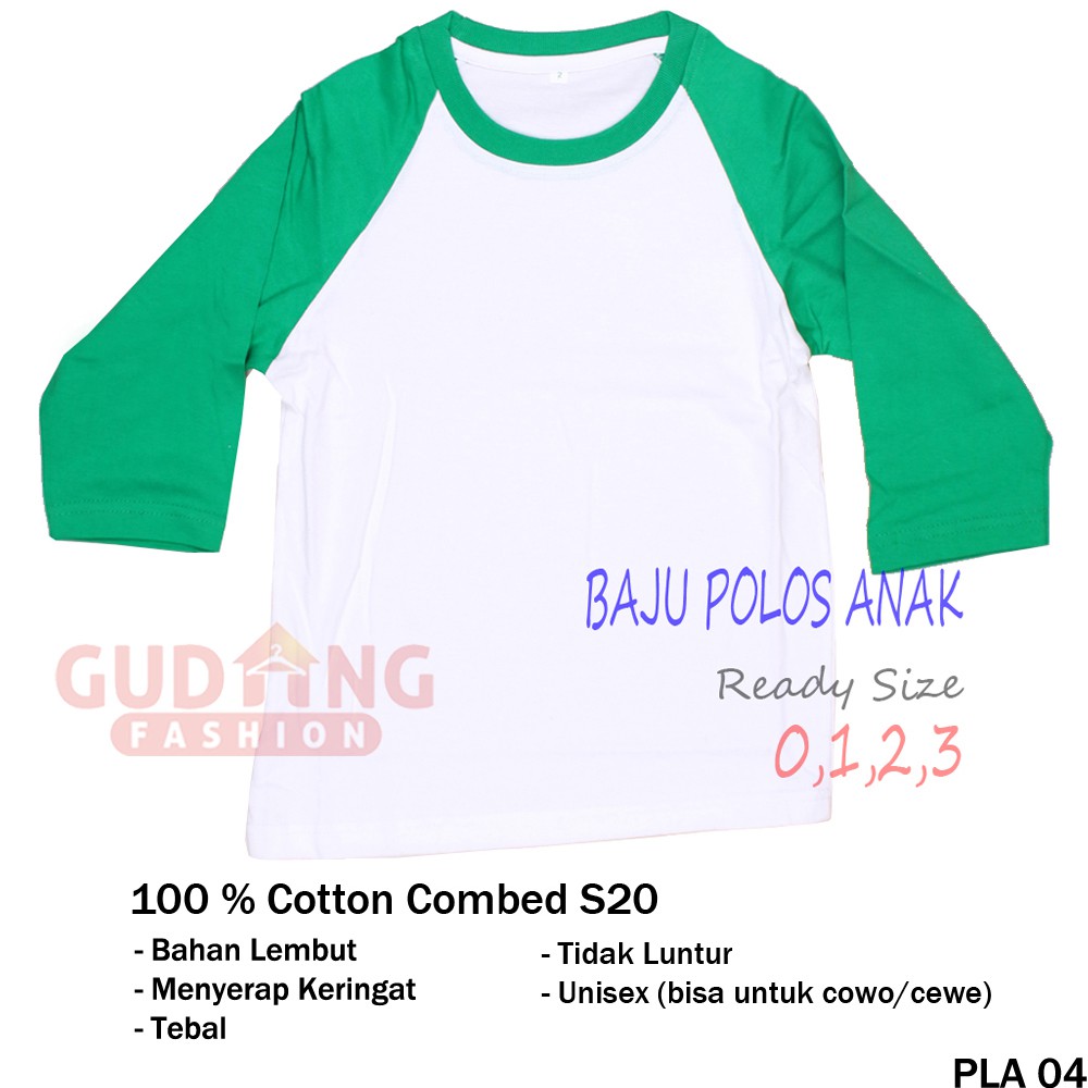 Jual Baju Polos Anak Lengan Raglan - PLA 04 | Shopee Indonesia